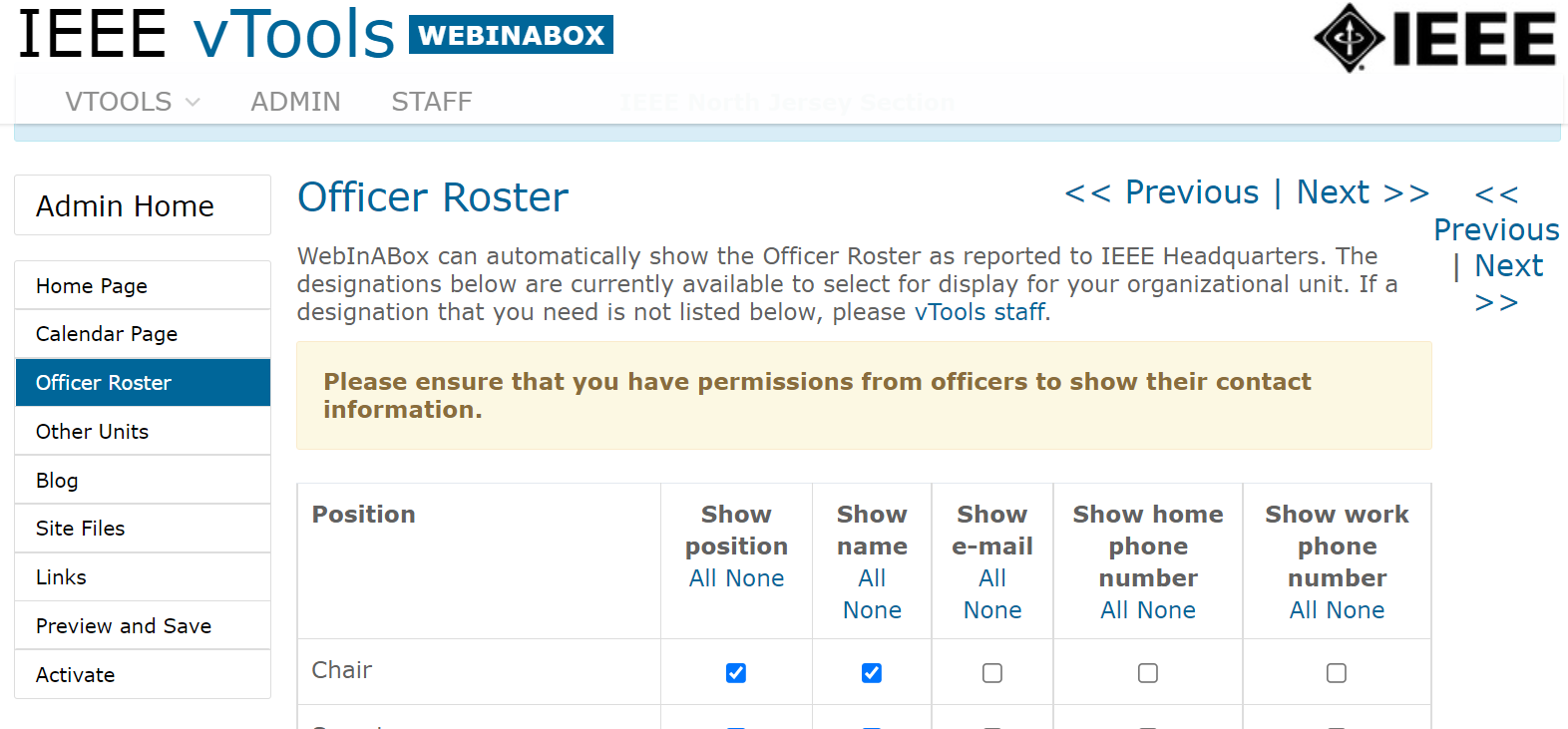 Officers Page – IEEE Entity Web Hosting Knowledgebase