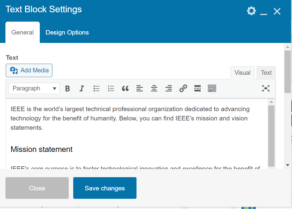 Editing Pages/Posts – IEEE Entity Web Hosting Knowledgebase