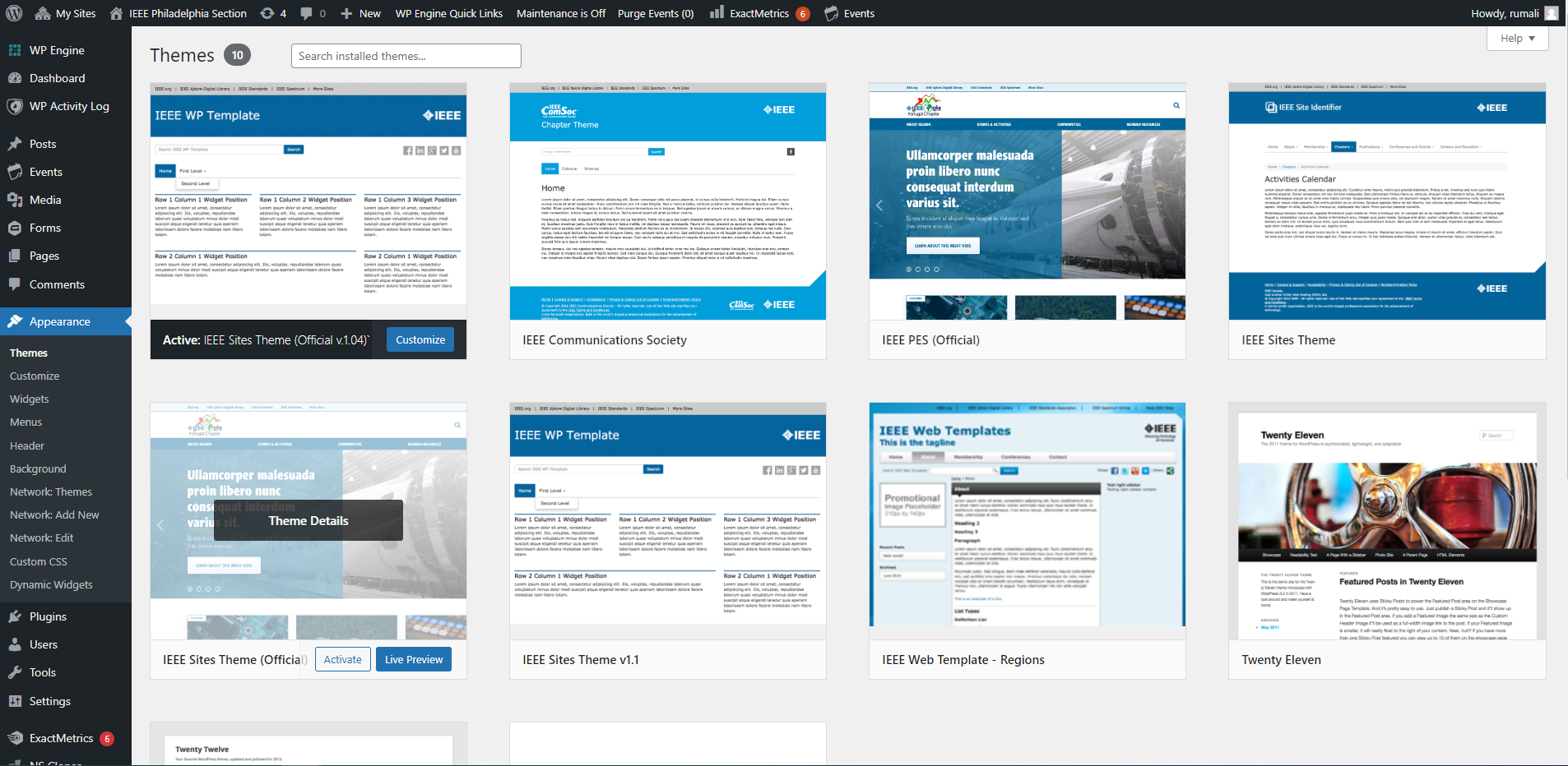 Changing WordPress Themes – IEEE Entity Web Hosting Knowledgebase