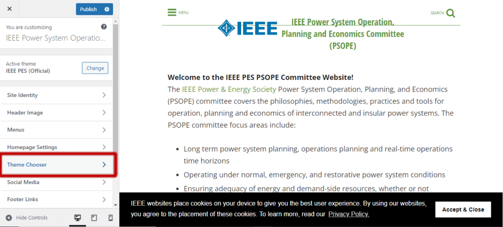 IEEE PES (Official) Theme – IEEE Entity Web Hosting Knowledgebase