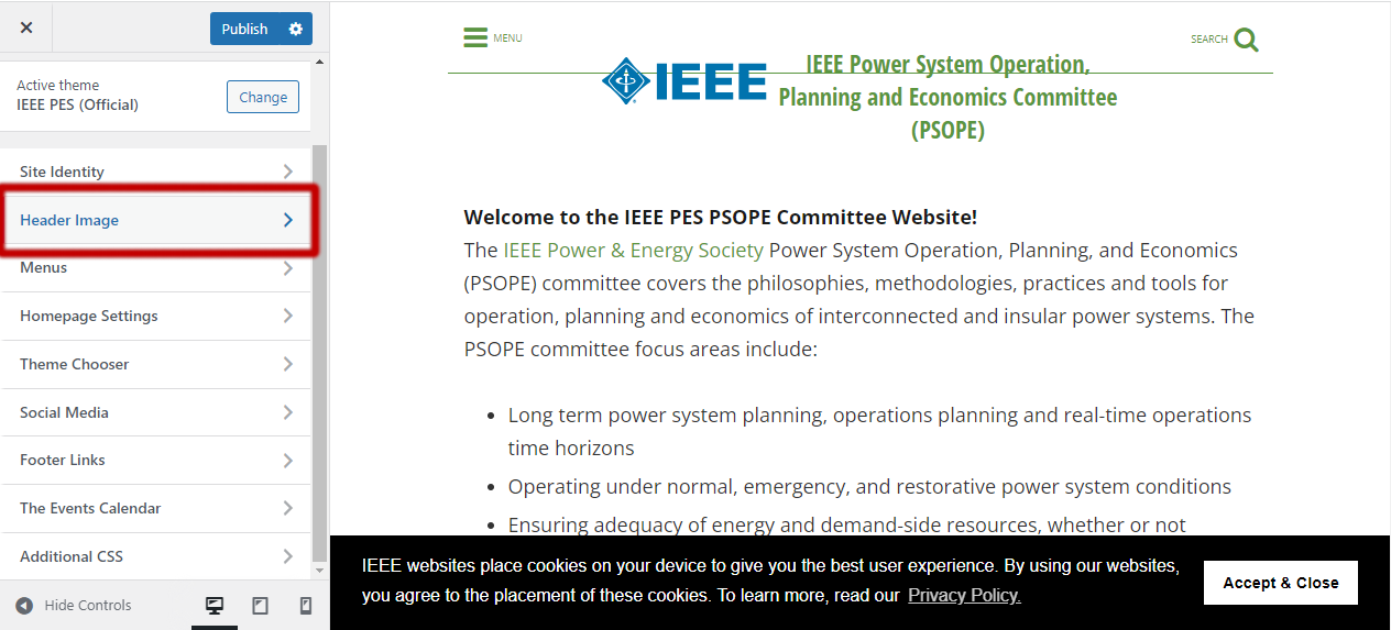 IEEE PES (Official) Theme – IEEE Entity Web Hosting Knowledgebase