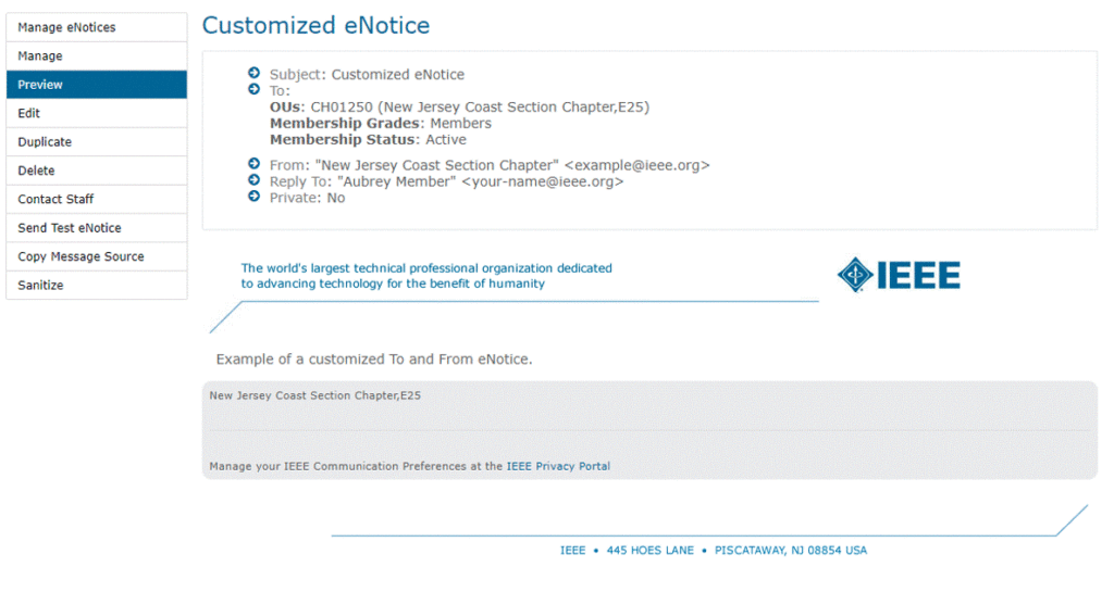 Customizing an eNotice’s ‘From’ and ‘Reply-to’ – IEEE vTools Knowledgebase