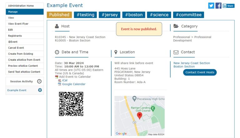 Creating an Event – IEEE vTools Knowledgebase