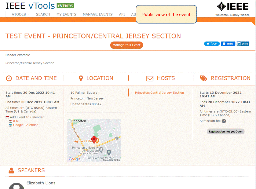 Creating an Event – IEEE vTools Knowledgebase