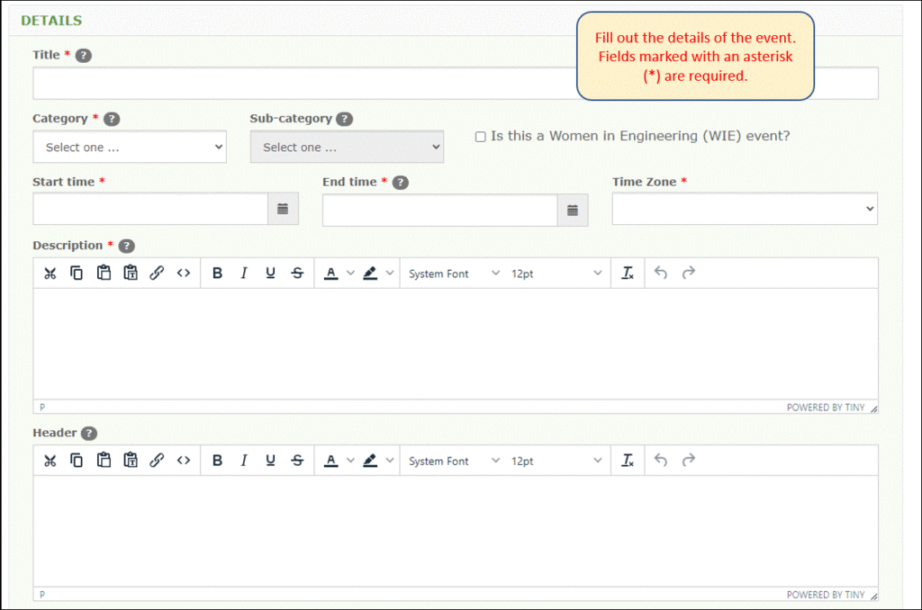 Creating an Event – IEEE vTools Knowledgebase