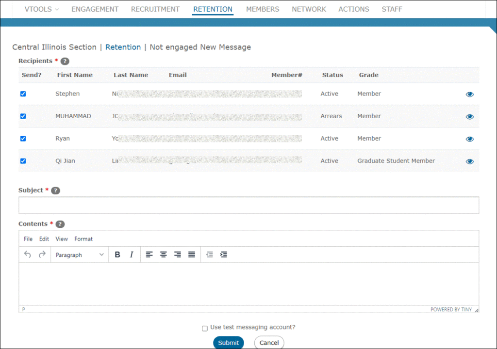 Emailing a List of Members – IEEE vTools Knowledgebase