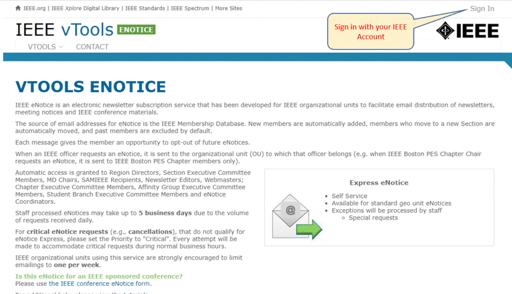 Creating an eNotice From an HTML File – IEEE vTools Knowledgebase