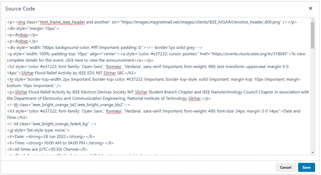 Creating an eNotice From an HTML File – IEEE vTools Knowledgebase