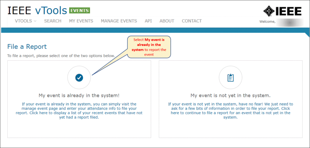 File a report for a past event already in the system – IEEE vTools ...