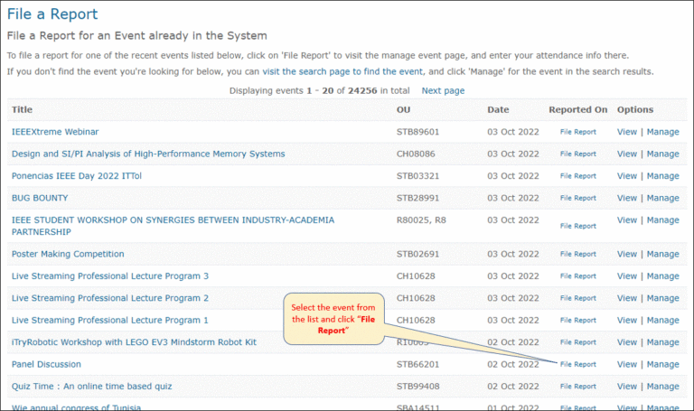 File a report for a past event already in the system – IEEE vTools ...