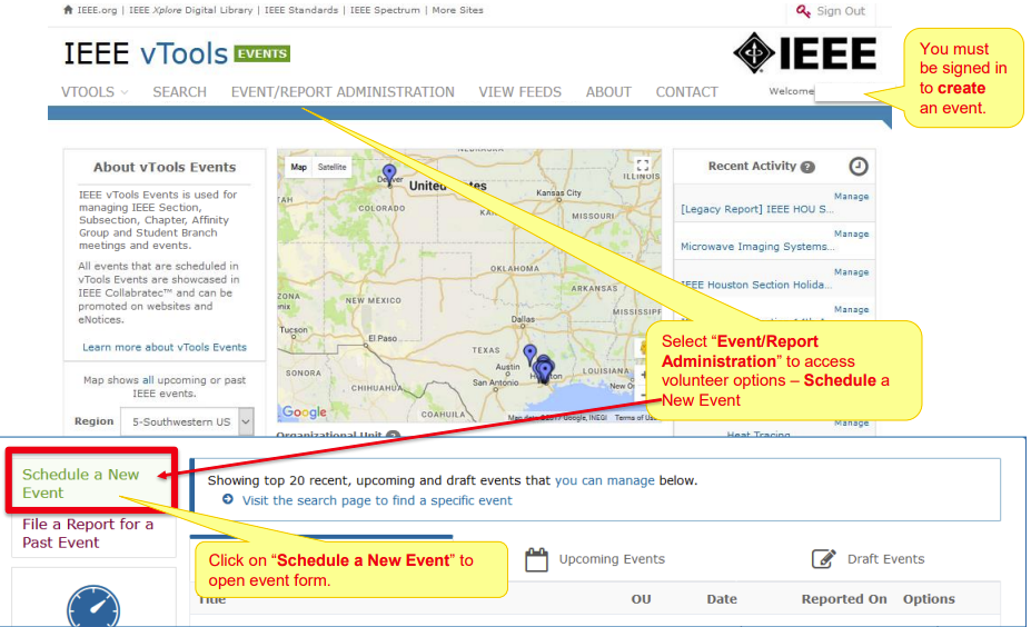Creating an Event – IEEE vTools Knowledgebase