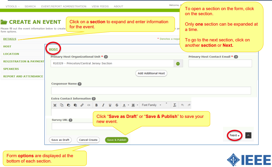 Creating an Event – IEEE vTools Knowledgebase
