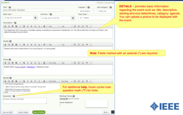 Creating an Event – IEEE vTools Knowledgebase