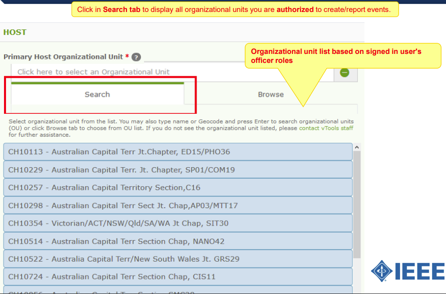 Creating an Event – IEEE vTools Knowledgebase