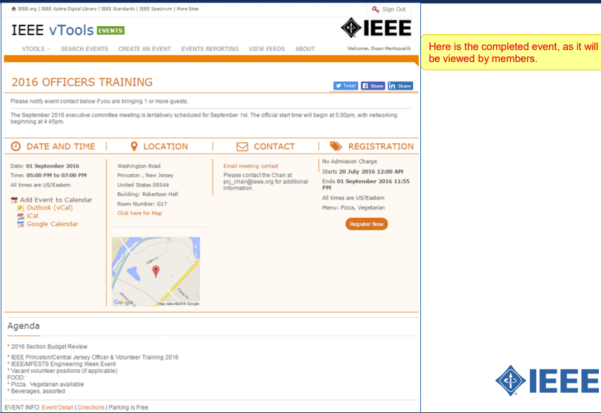 Creating an Event – IEEE vTools Knowledgebase