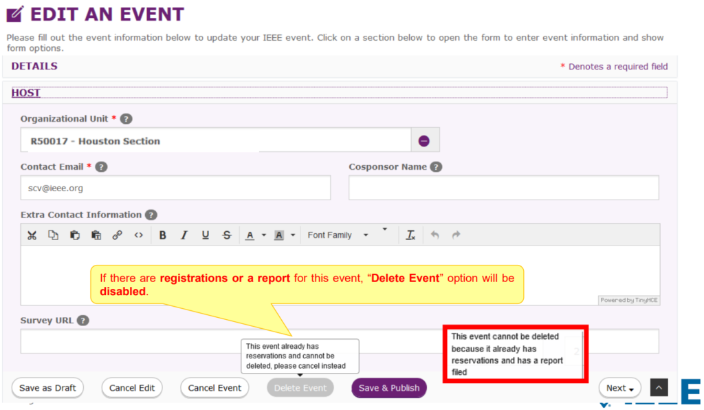 Managing Events – IEEE vTools Knowledgebase