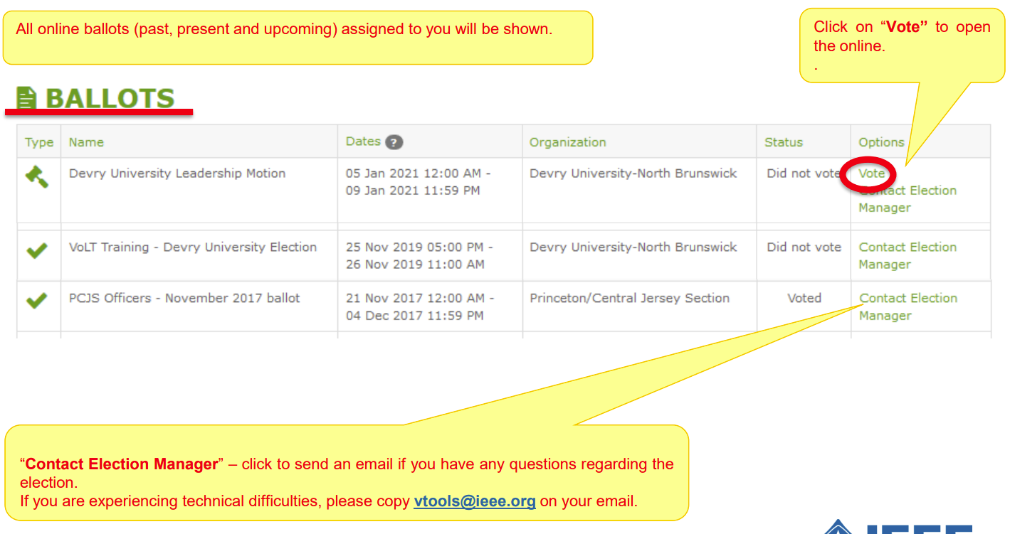Voter Instructions – IEEE vTools Knowledgebase
